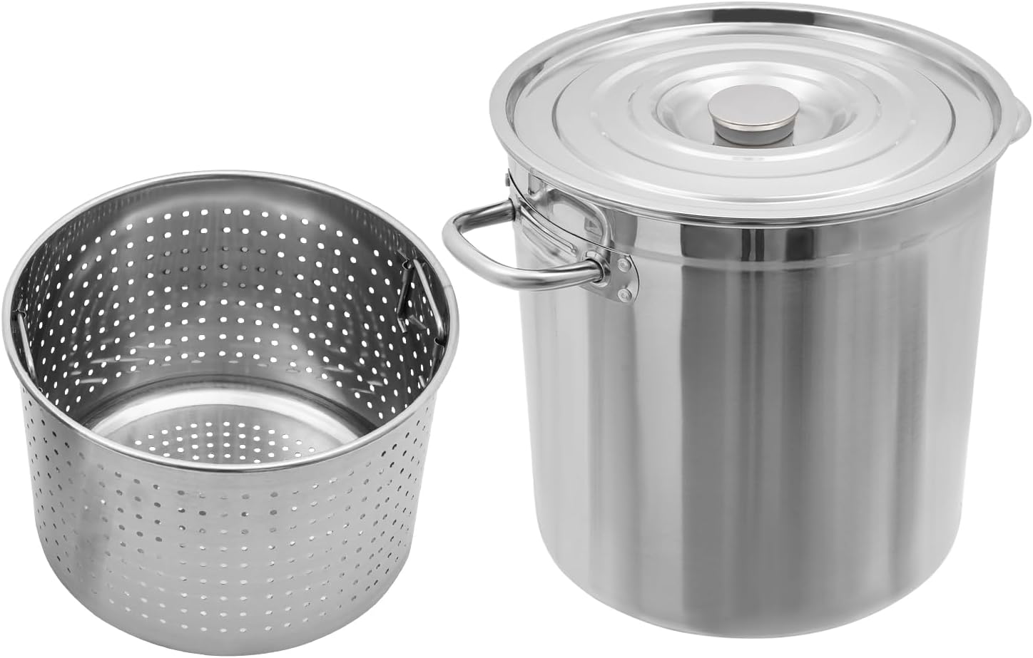201 Stainless Steel Stock Pot w/Draining Bucket 78Qt Stock Pot Portable ...