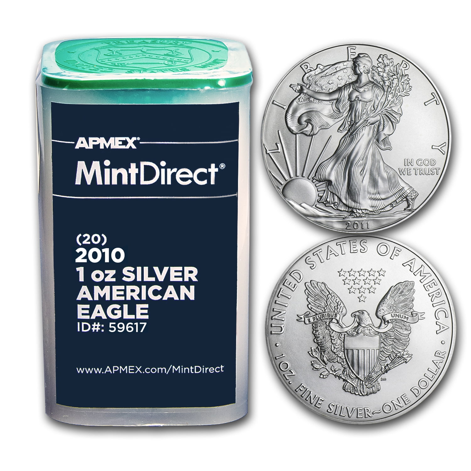 2010 1 oz American Silver Eagles (20-Coin MintDirect® Tube) - Walmart.com