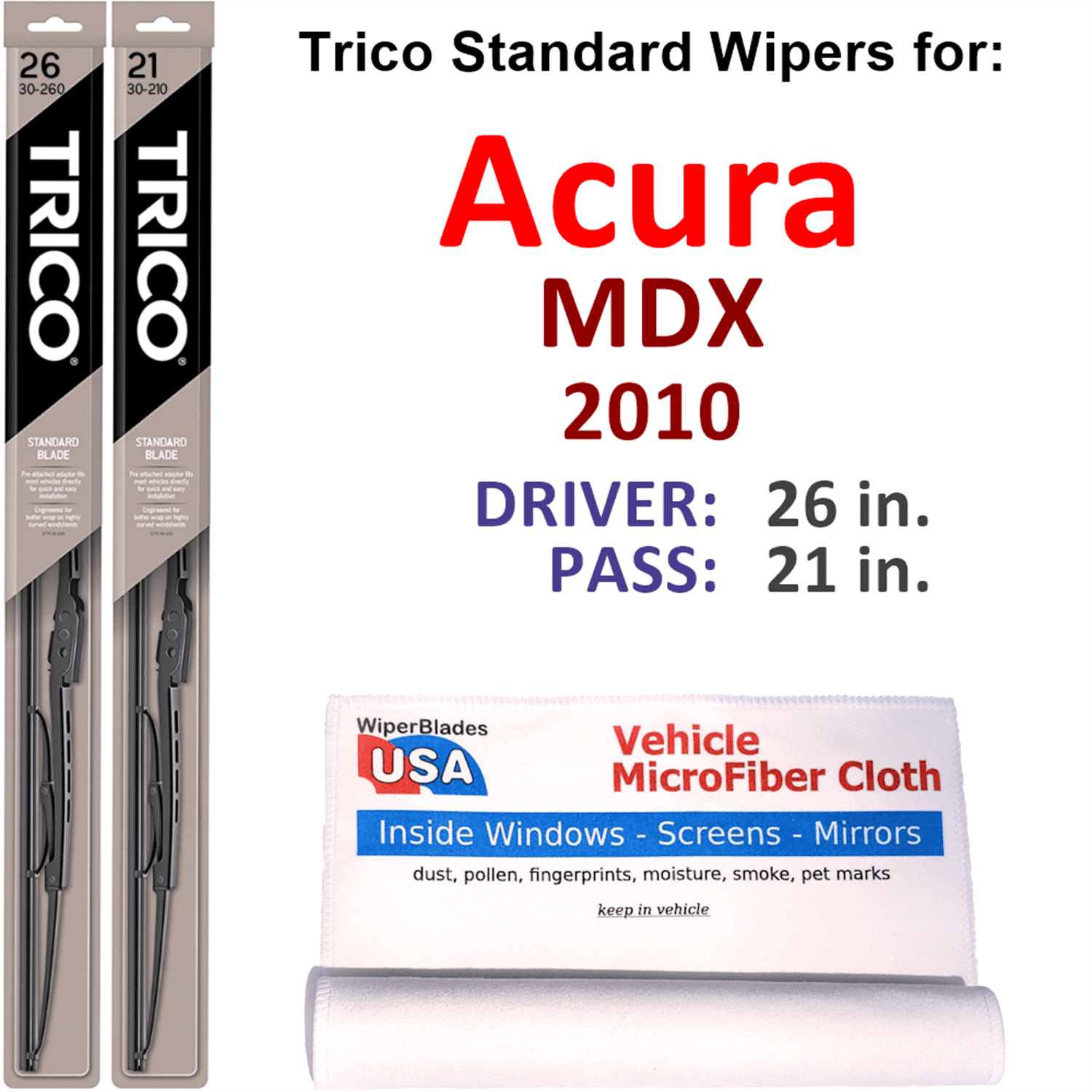 2010 Acura MDX Wiper Blades (Set of 2) - Walmart.com