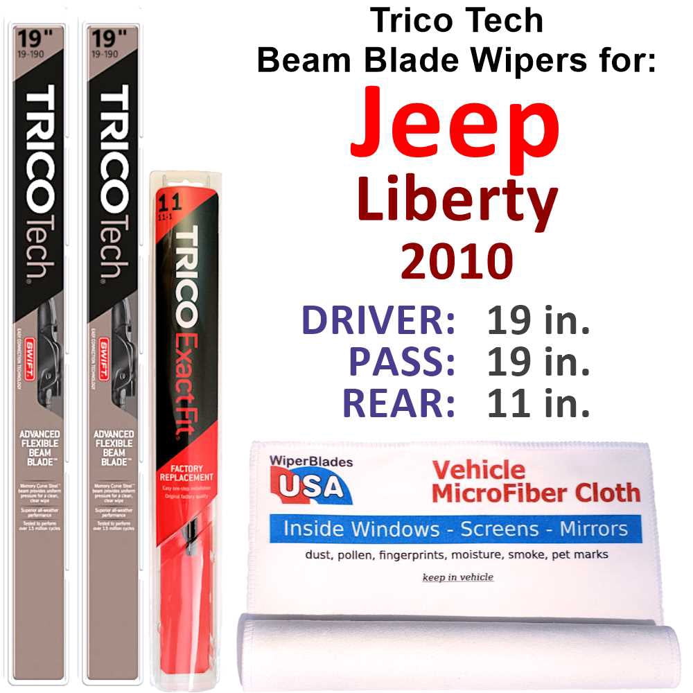 2010 Jeep Liberty Beam Blade Wipers (Set of 3) w/Rear Wiper - Walmart.com
