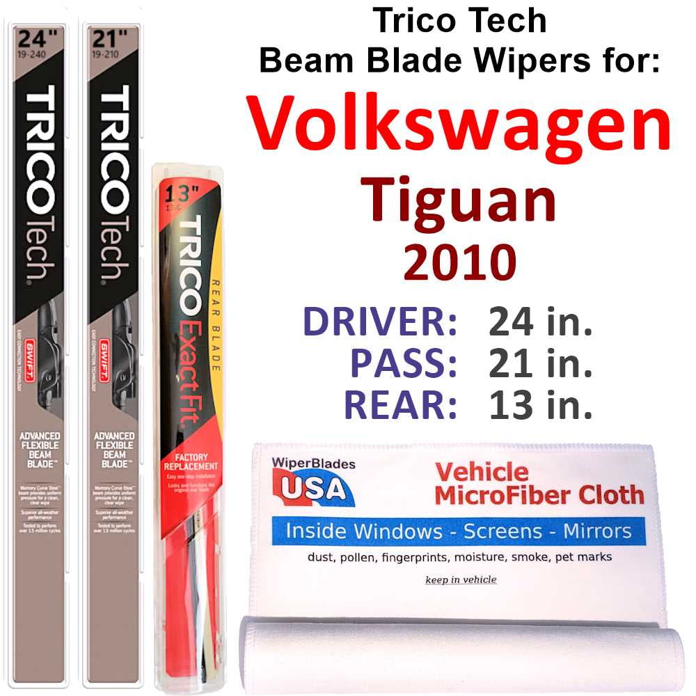 2010 Volkswagen Tiguan Beam Blade Wipers (Set of 3) w/Rear Wiper ...