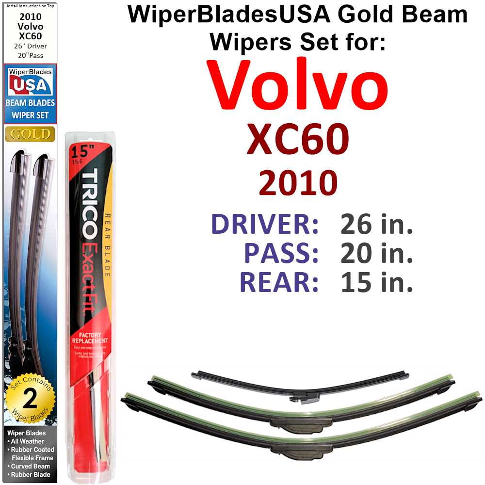 2010 Volvo XC60 Beam Wiper Blades Wipers WBUSA (Set of 3) w/Rear Wiper ...