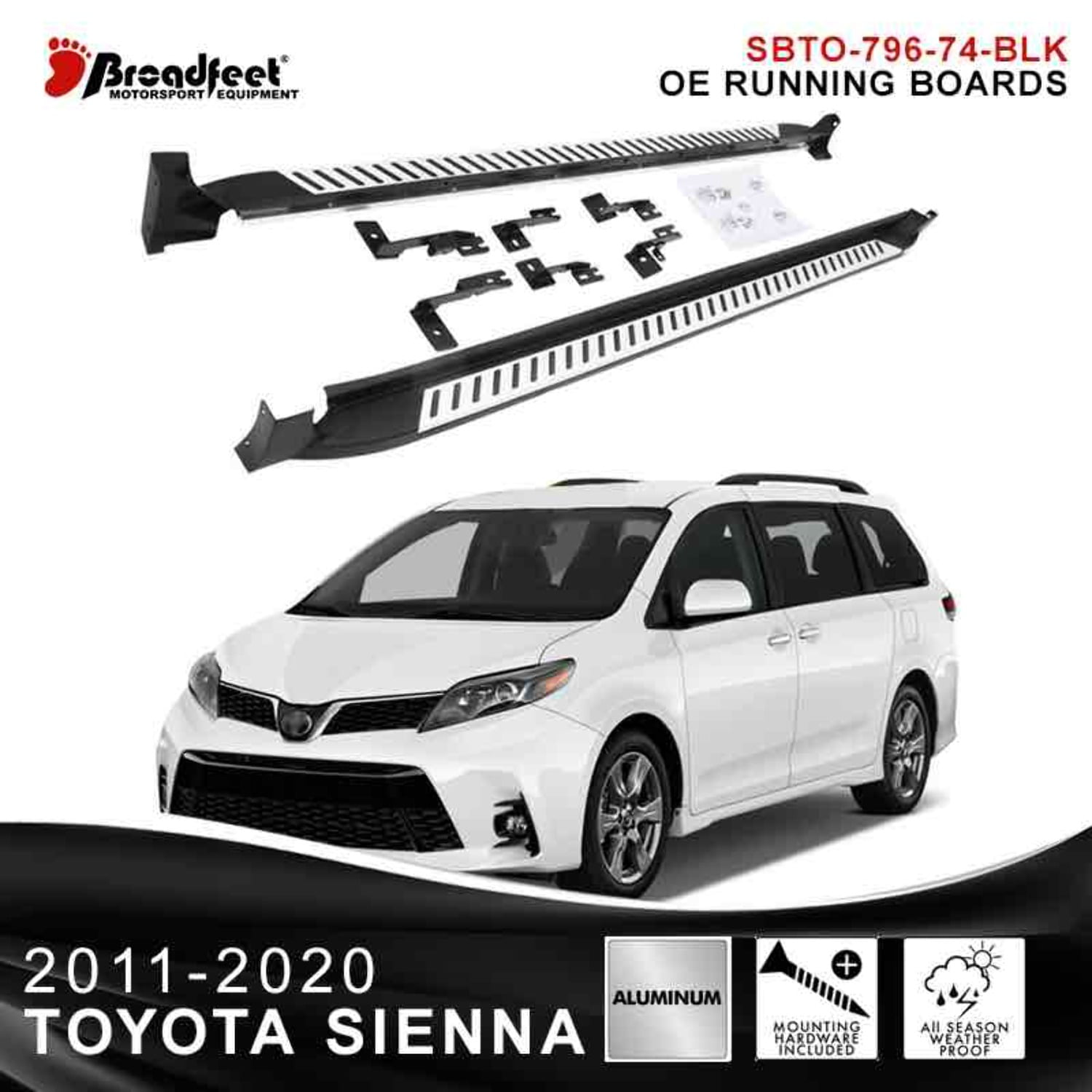 2011-2020 Toyota Sienna WHITE OE Style Aluminium Side Running Boards by ...