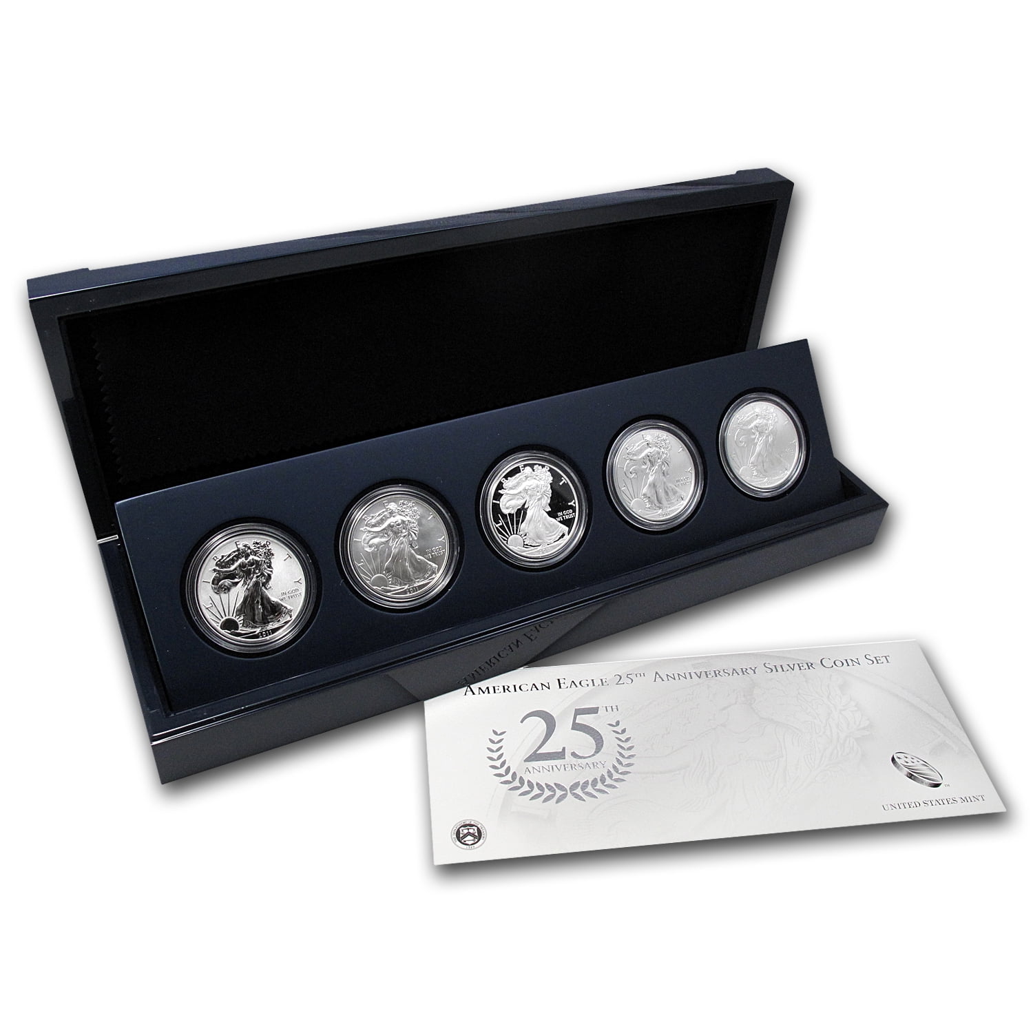 2011 U.S. Mint 5-Coin Silver Eagle Set (25th Anniversary, Proof, w/Box ...