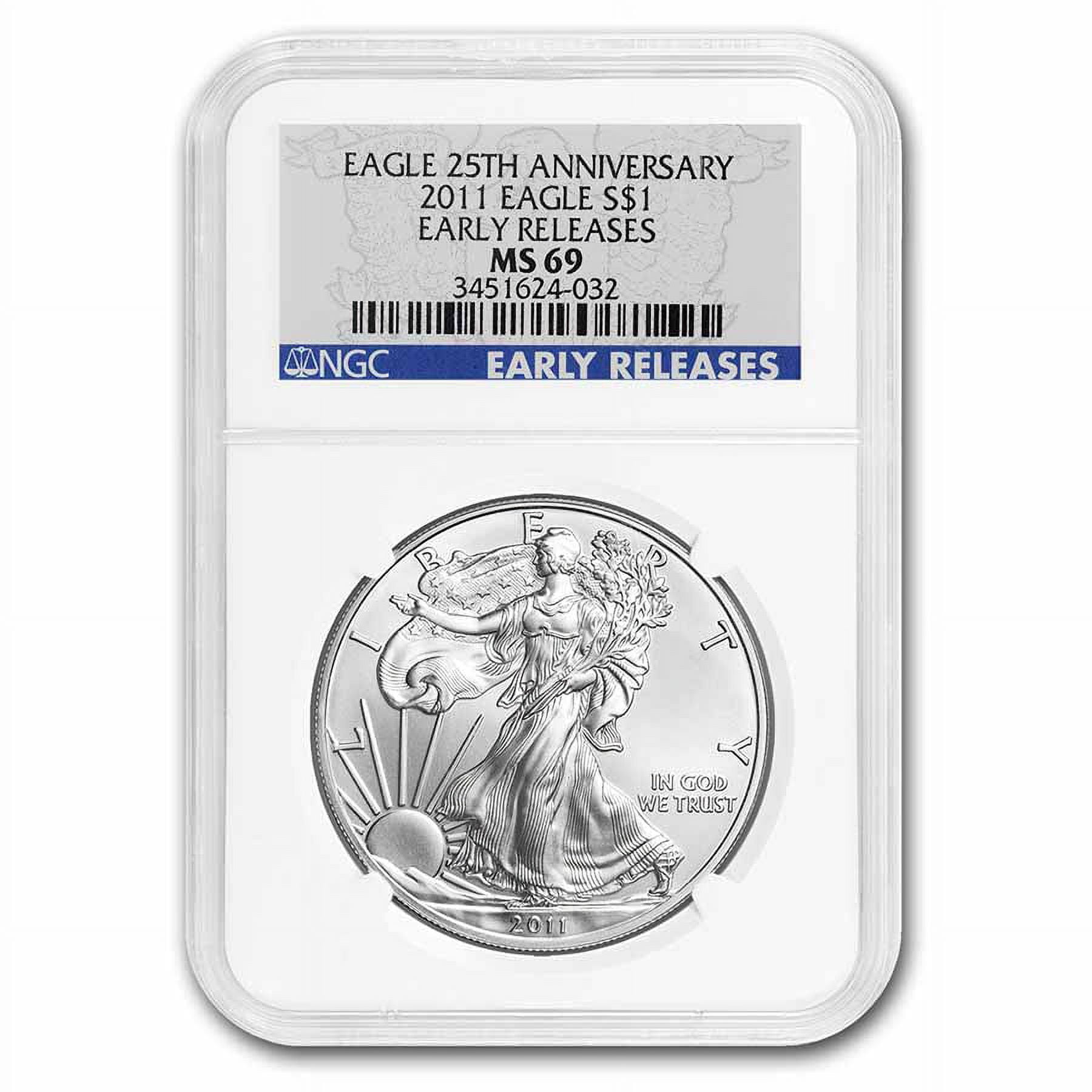 2011 American Silver Eagle MS-69 NGC (25th Anniv, Early Releases ...
