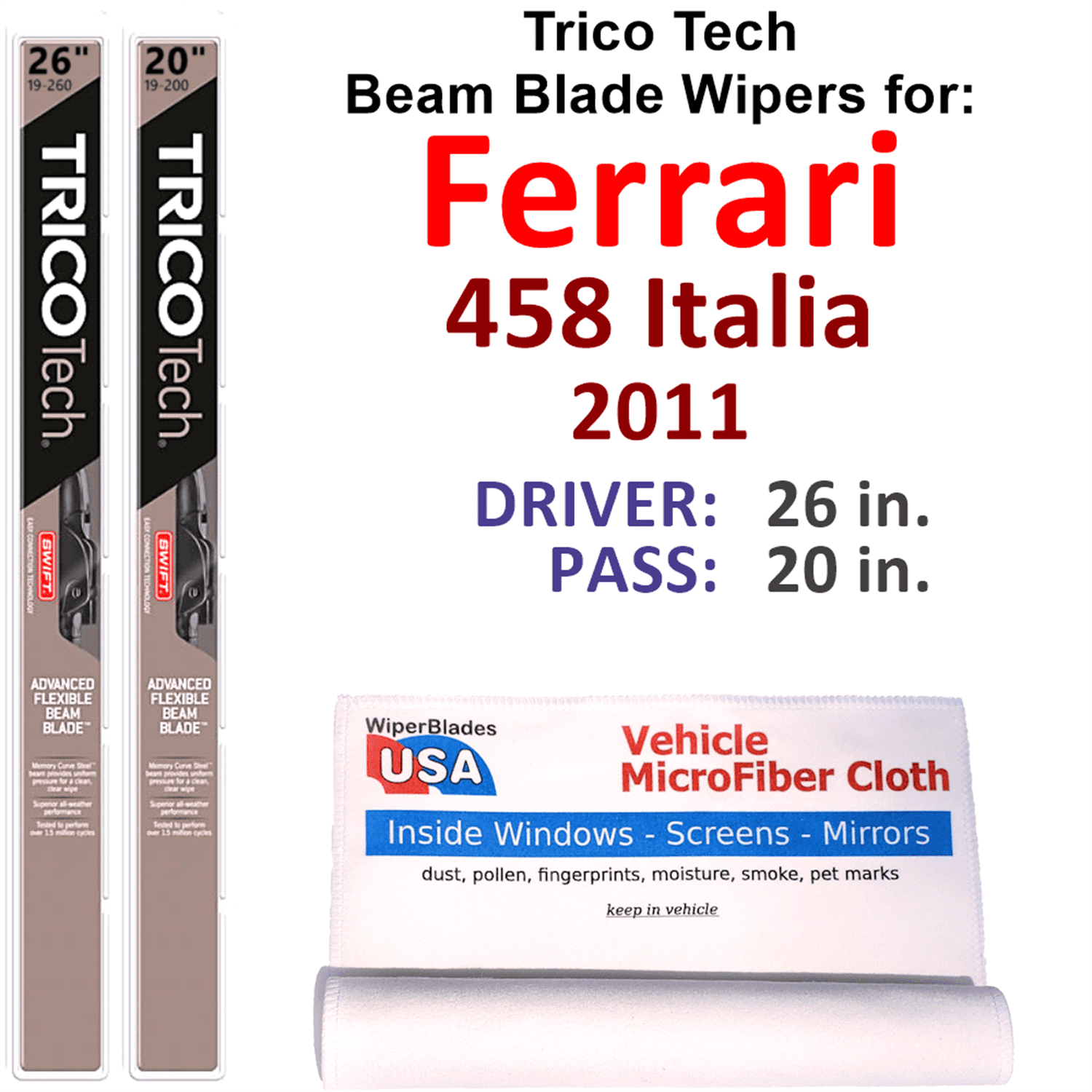 2011 Ferrari 458 Italia Beam Blade Wipers (Set of 2) - Walmart.com
