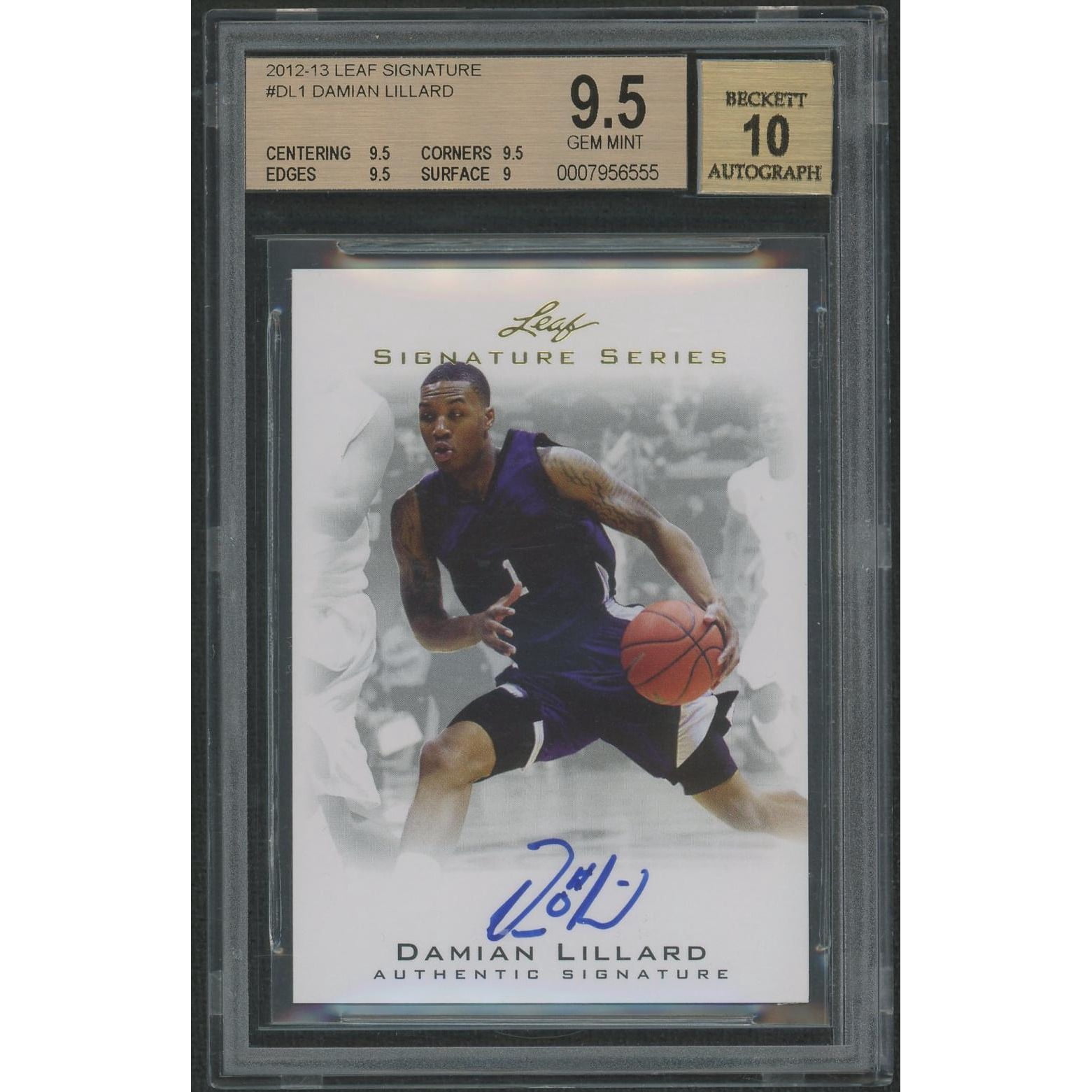 2012/13 Leaf Signature Basketball #DL1 Damian Lillard Auto BGS 9.5 (GEM ...