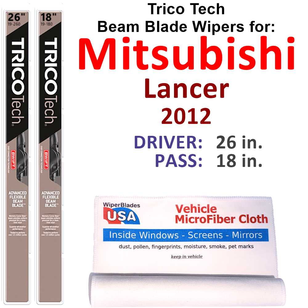 2012 Mitsubishi Lancer Ralliart Beam Blade Wipers (Set of 2) - Walmart.com
