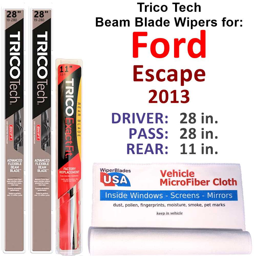 2013 Ford Escape Beam Blade Wipers (Set of 3) w/Rear Wiper - Walmart.com