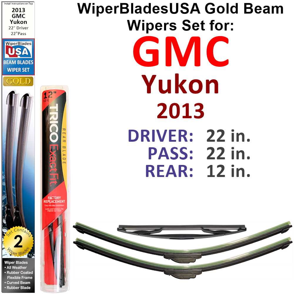 2013 GMC Yukon Beam Wiper Blades Wipers WBUSA (Set of 3) w/Rear Wiper ...