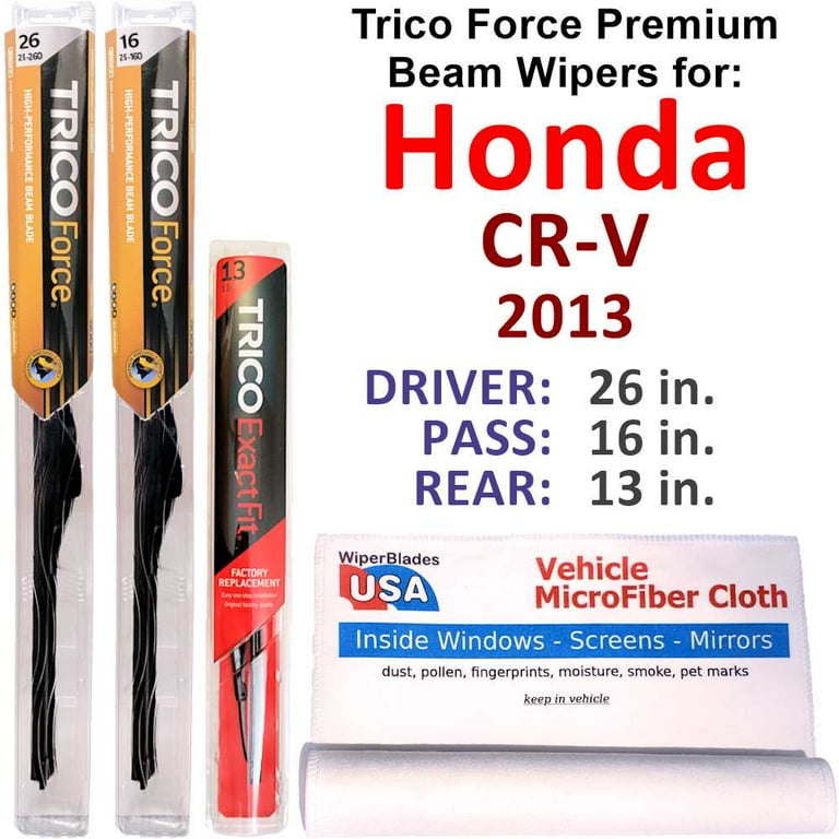 2013 Honda CR V Performance Beam Wipers Set of 3 w Rear Wiper