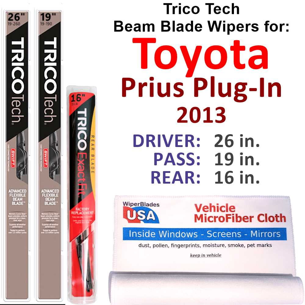 2013 Toyota Prius Plug-In Beam Blade Wipers (Set of 3) w/Rear Wiper ...