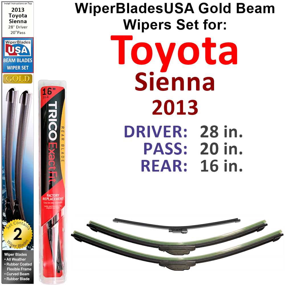 2013 Toyota Sienna Wiper Blade Size