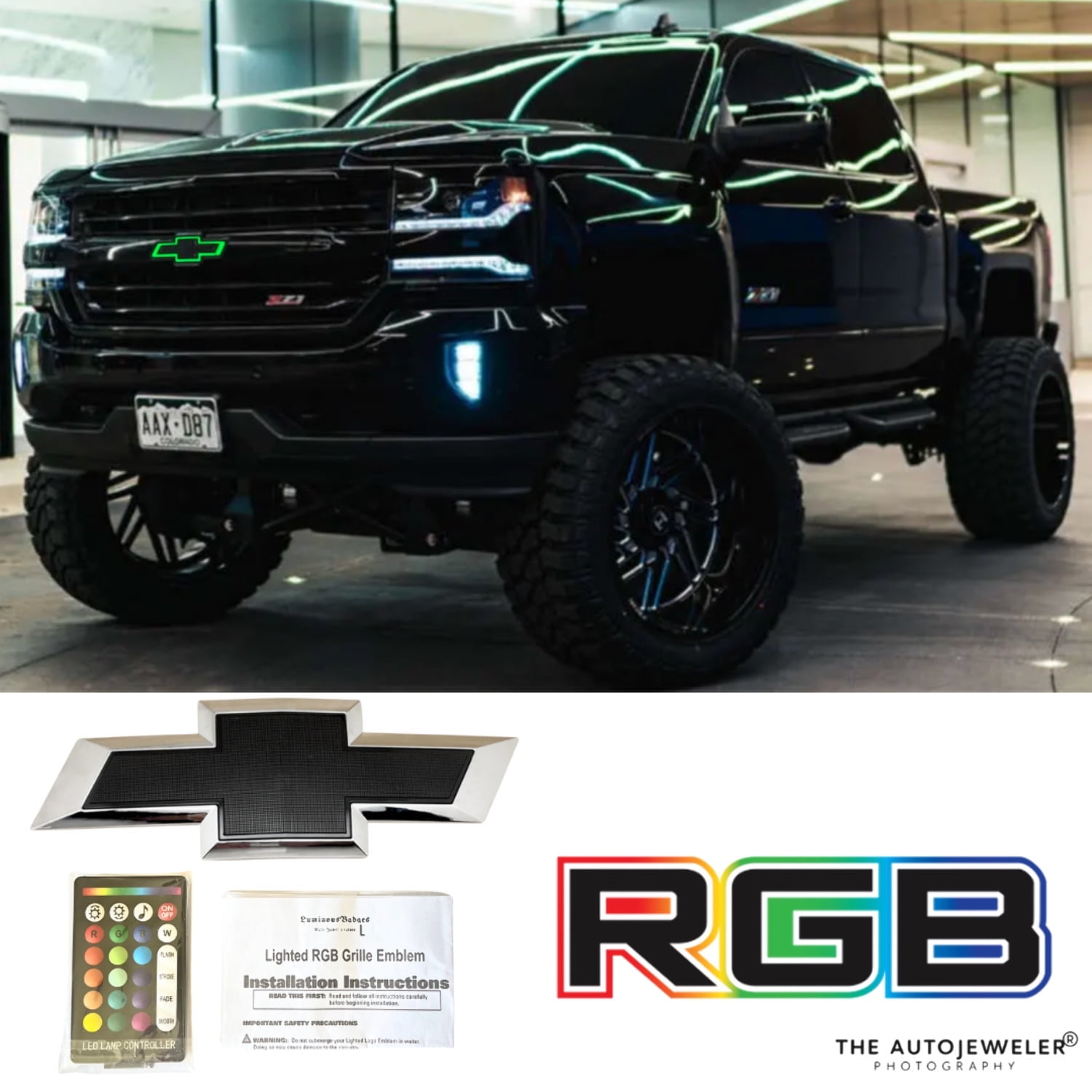 2014-2019 Chevy Silverado RGB LED illuminated Grille Emblem – Chrome ...