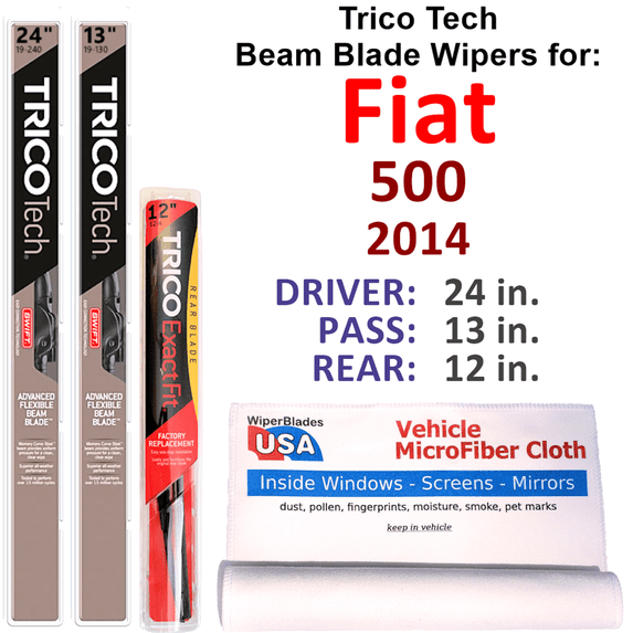2014 Fiat 500 Beam Blade Wipers (Set of 3) w/Rear Wiper - Walmart.com