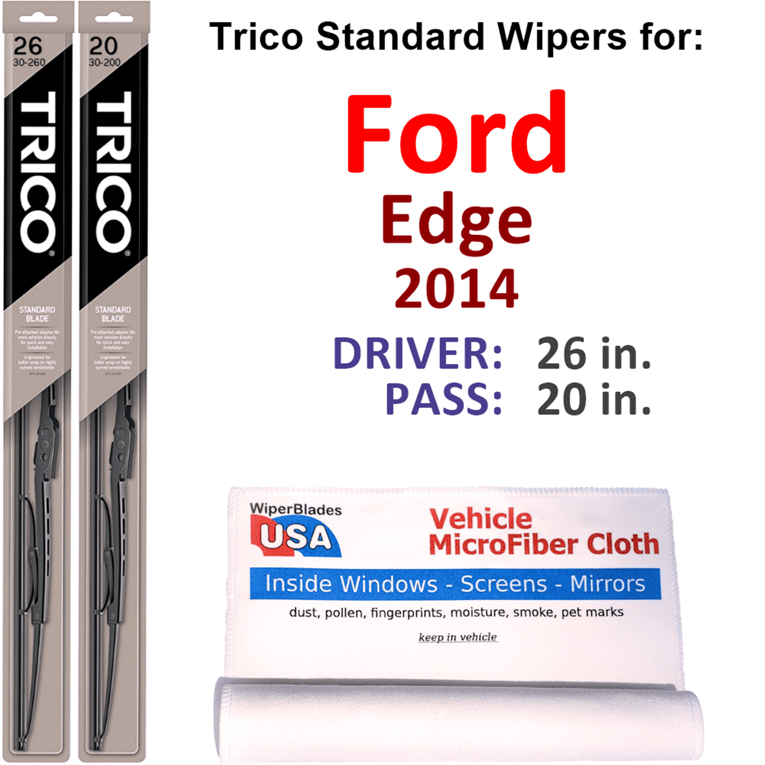 2014 Ford Edge Wiper Blades (Set of 2) - Walmart Business Supplies