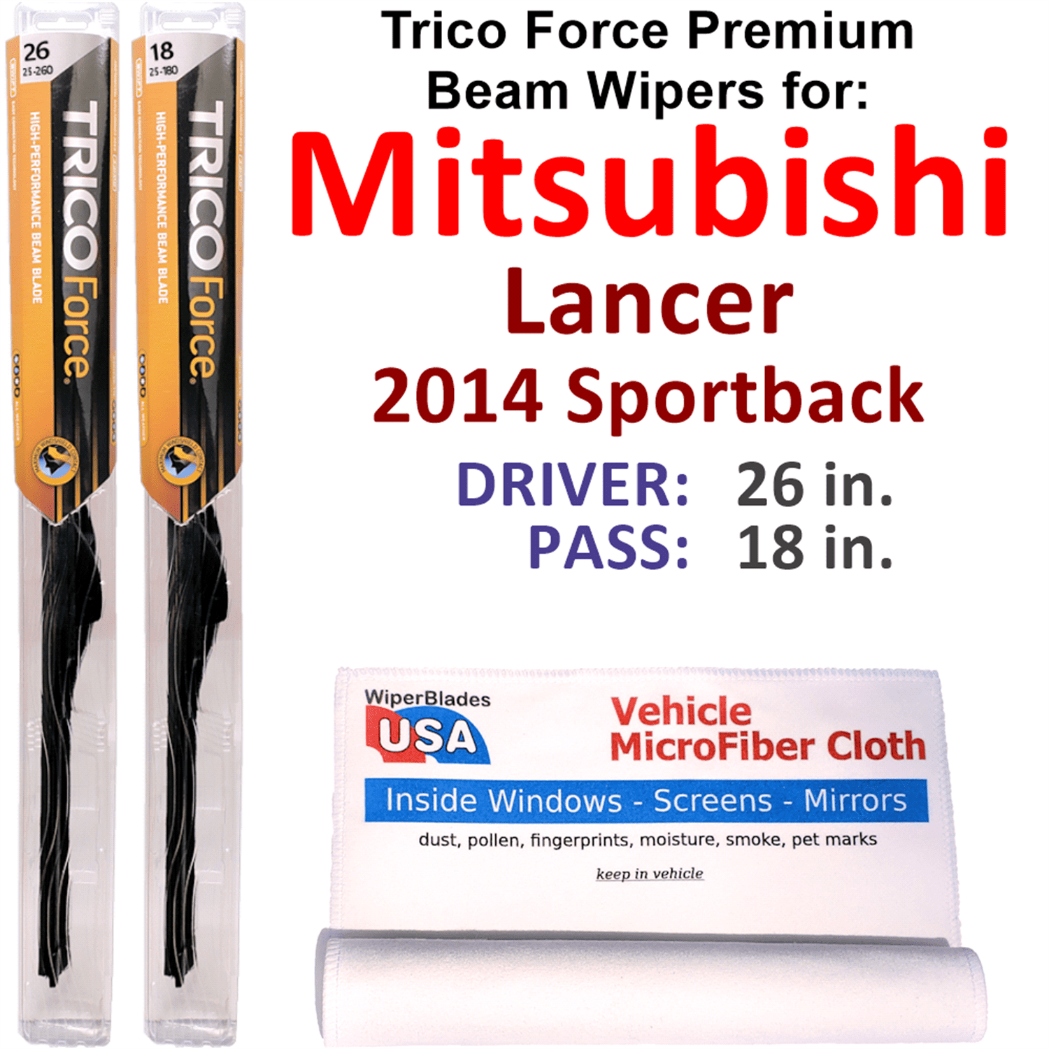 2014 Mitsubishi Lancer Performance Beam Wipers (Set of 2) - Walmart.com