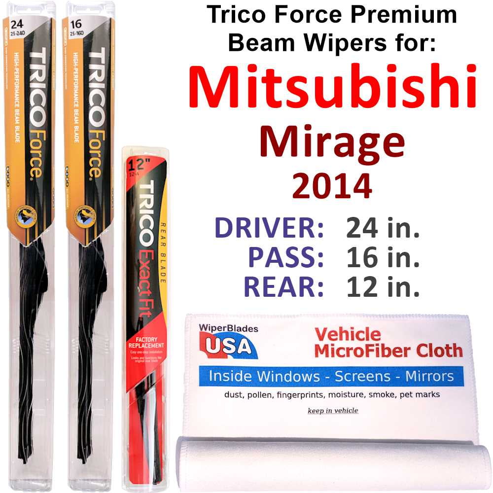 2014 Mitsubishi Mirage Performance Beam Wipers (Set of 3) w/Rear Wiper ...