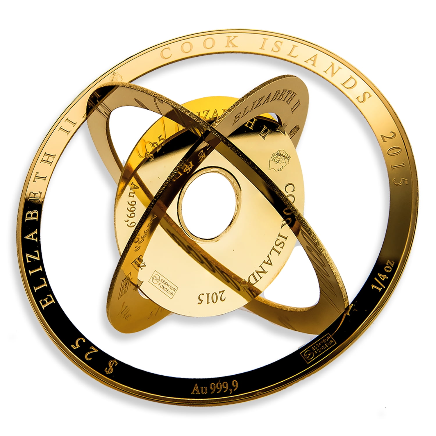 1 Ounce 2015 Cook Islands $100 Gold Armillary Coin by Valcambi ...