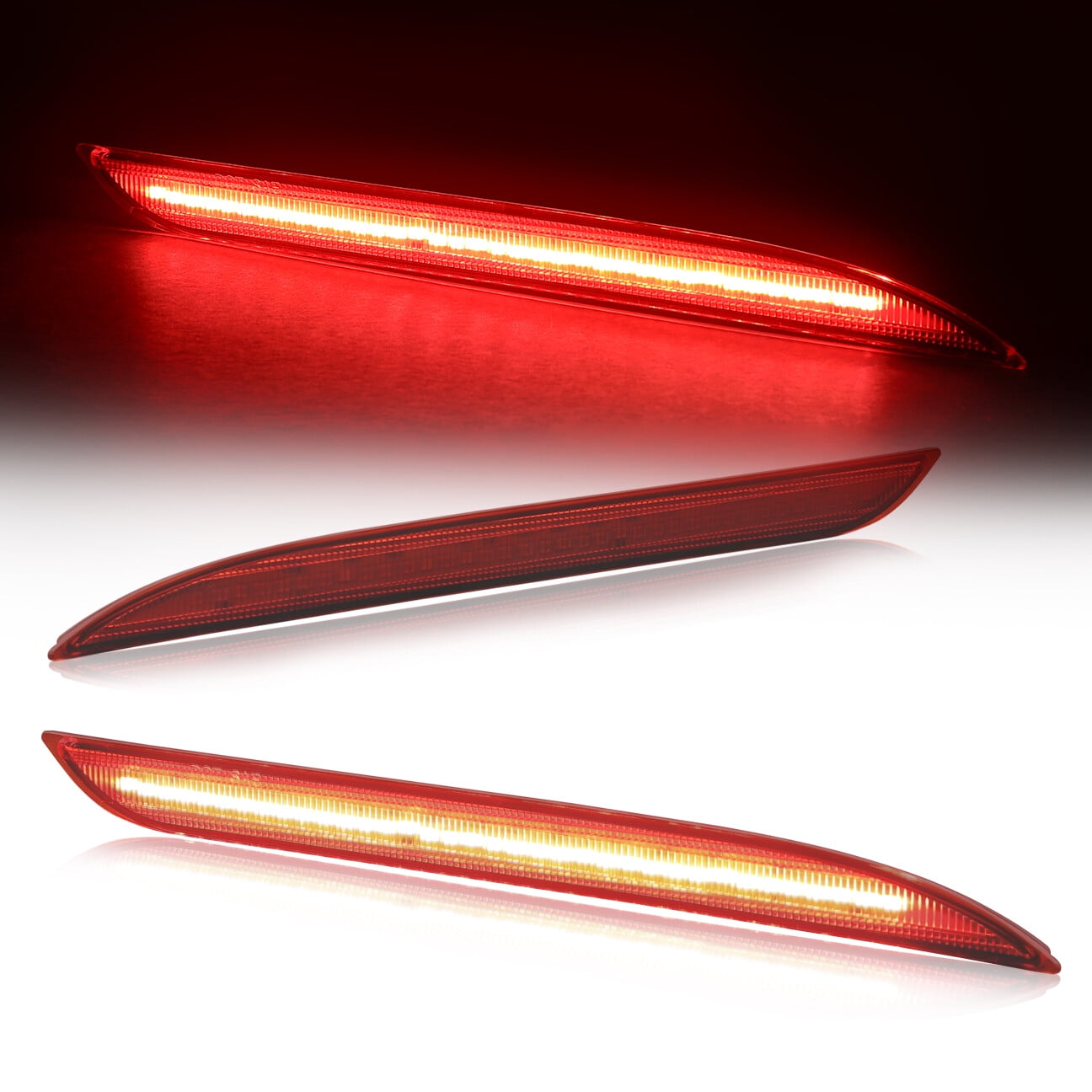 For 2015-2017 Ford Mustang (2-Pieces) Rear Lower Bumper Diffuser Red ...