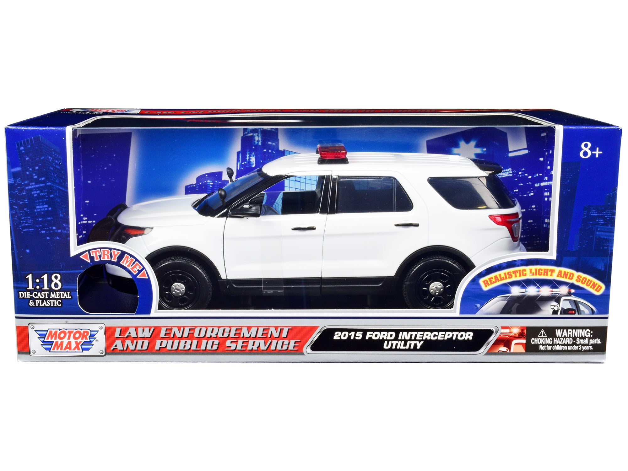 2015 Ford Police Interceptor Utility White w/Flashing Light Bar, Front ...