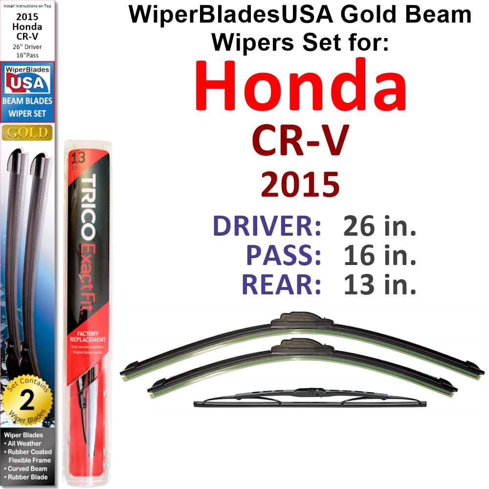 2015 Honda CR-V Beam Wiper Blades Wipers WBUSA (Set of 3) w/Rear Wiper - Walmart.com