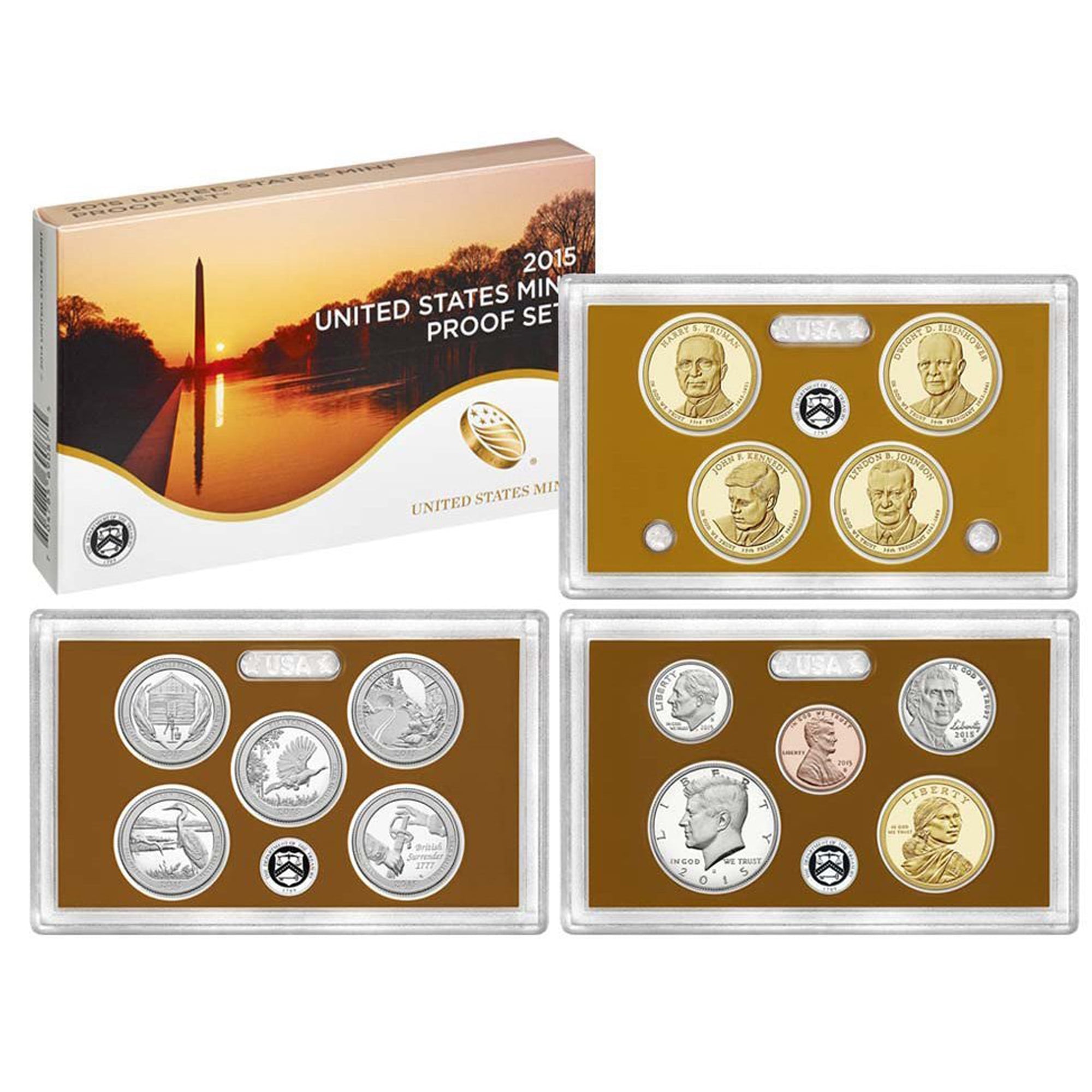 2015 Proof Set - U.S. Mint 14-Coin Clad Set - ATB Quarters ...