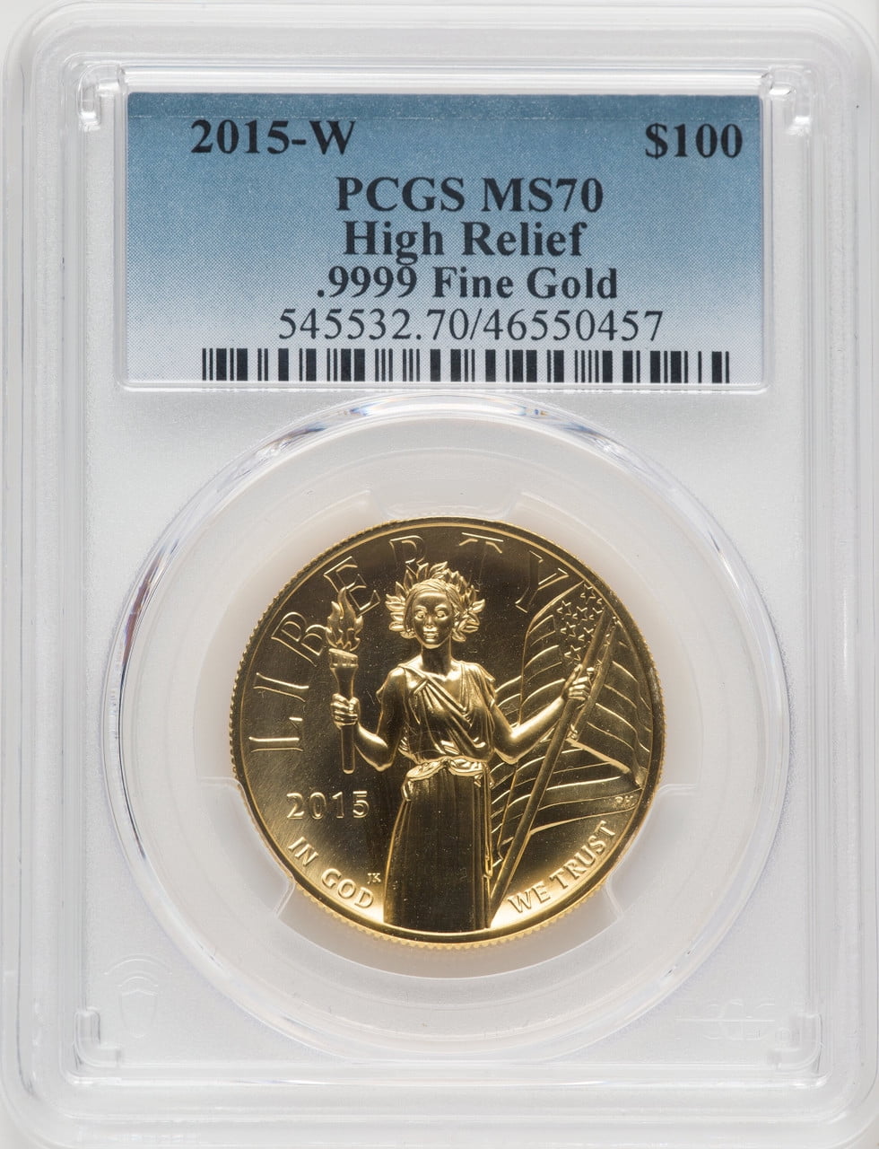 2015-W $100 High Relief One-Ounce Gold Blue Gradient PCGS MS70 - Walmart.com