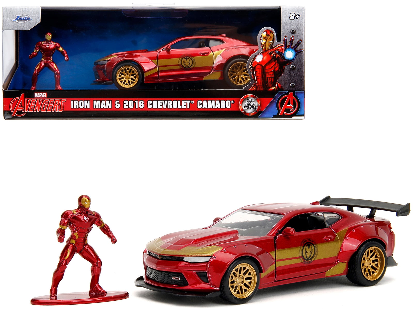 2016 Chevrolet Camaro Red Metallic and Gold and Iron Man Diecast Figure ...