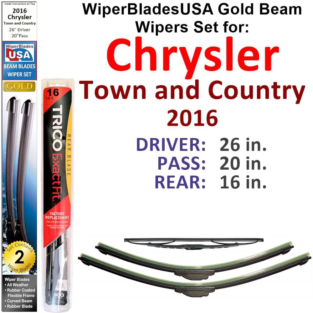 2016 Chrysler Town & Country Beam Wiper Blades Set with Rear Wiper by ...