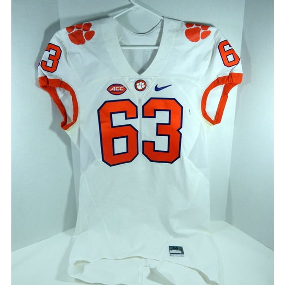 2016 Clemson Tigers Jake Fruhmorgen #63 Game Used White Jersey Name ...