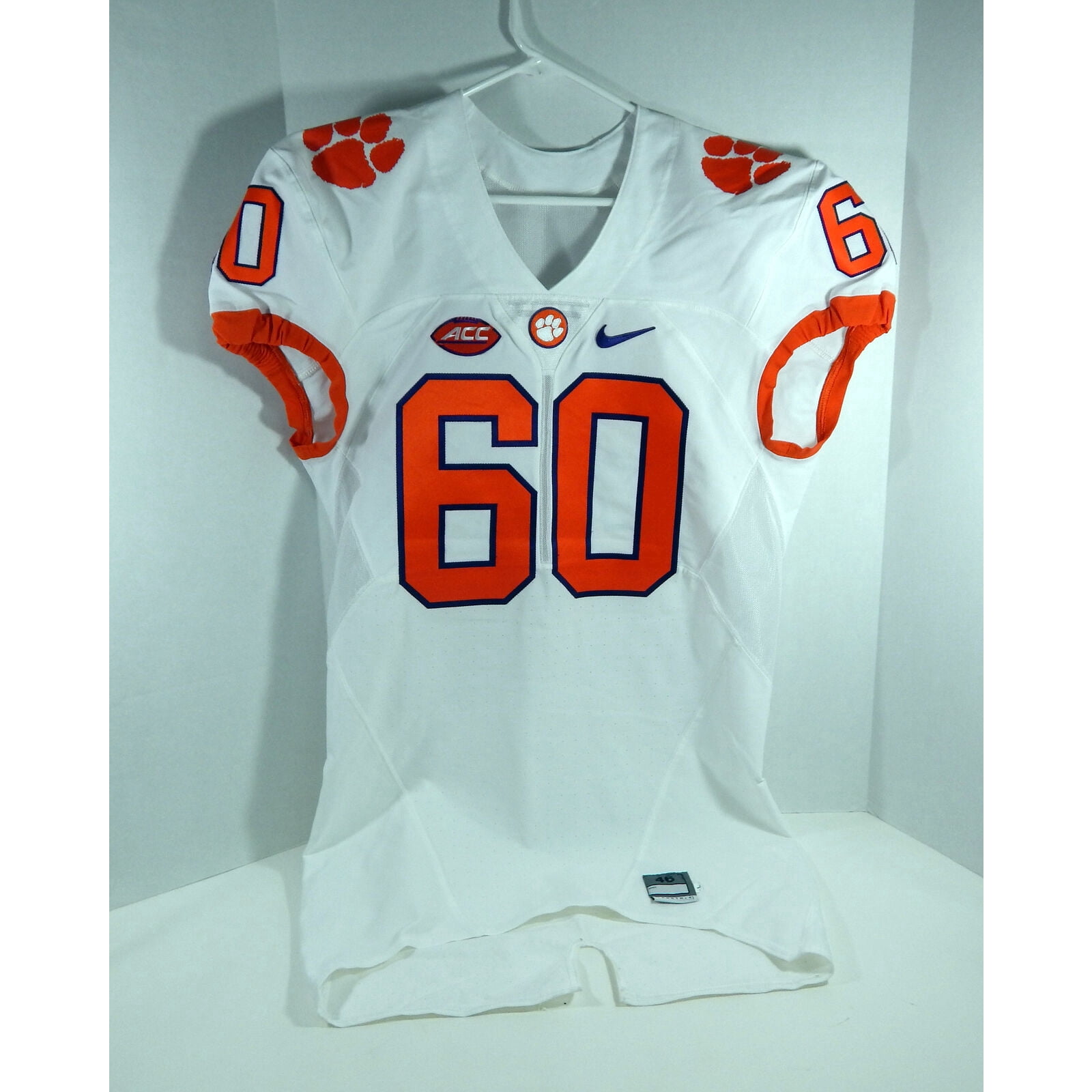 2016 Clemson Tigers Kelby Bevelle #60 Game Used White Jersey Name Plate ...