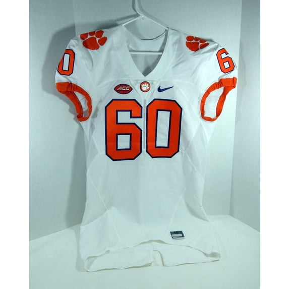 2016 Clemson Tigers Kelby Bevelle #60 Game Used White Jersey Name Plate ...
