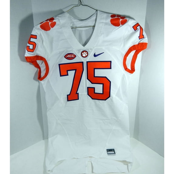 2016 Clemson Tigers Mitch Hyatt #75 Game Used White Jersey Name Plate R ...