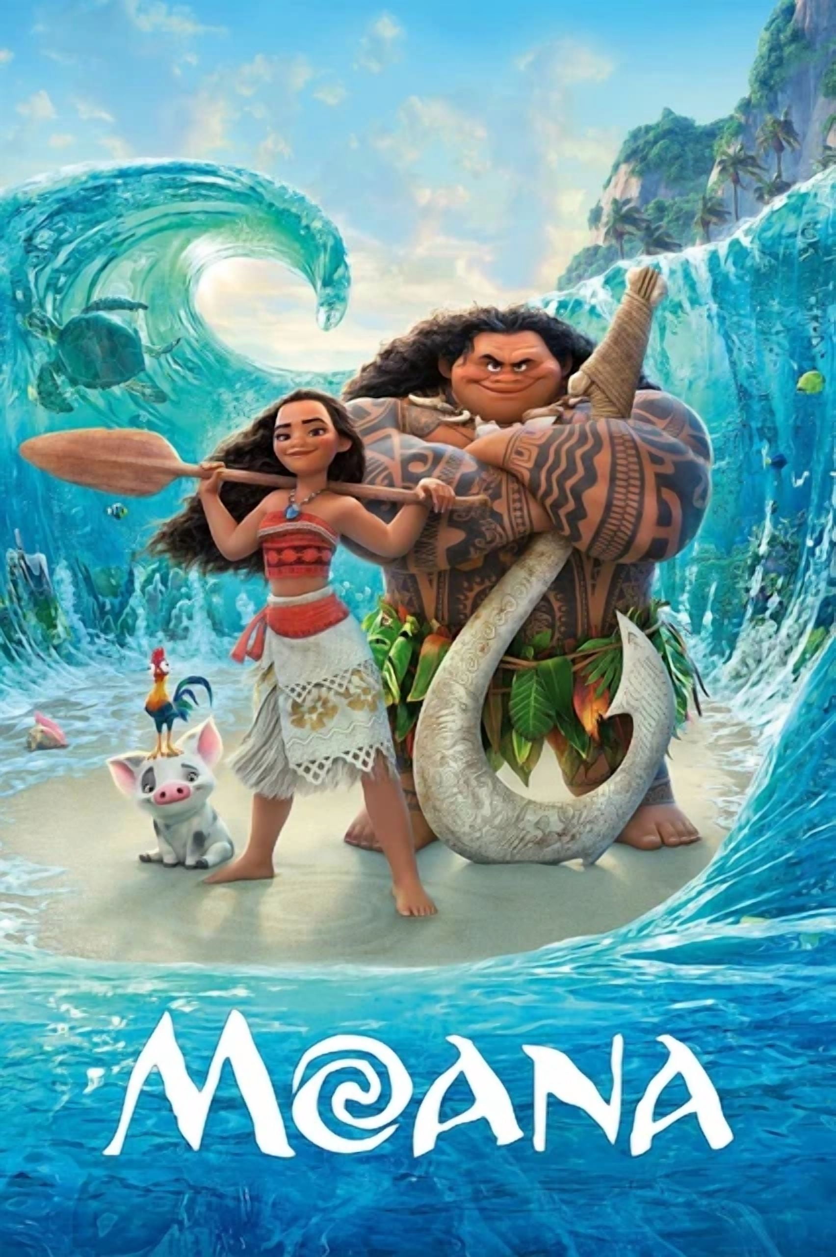 2016 Disney Moana Movie Poster Auli'I Cravalho Dwayne Johnson Maui ...