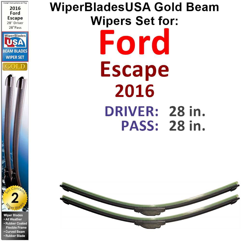 2016 Ford Escape Beam Wiper Blades Wipers WBUSA (Set of 2) - Walmart.com