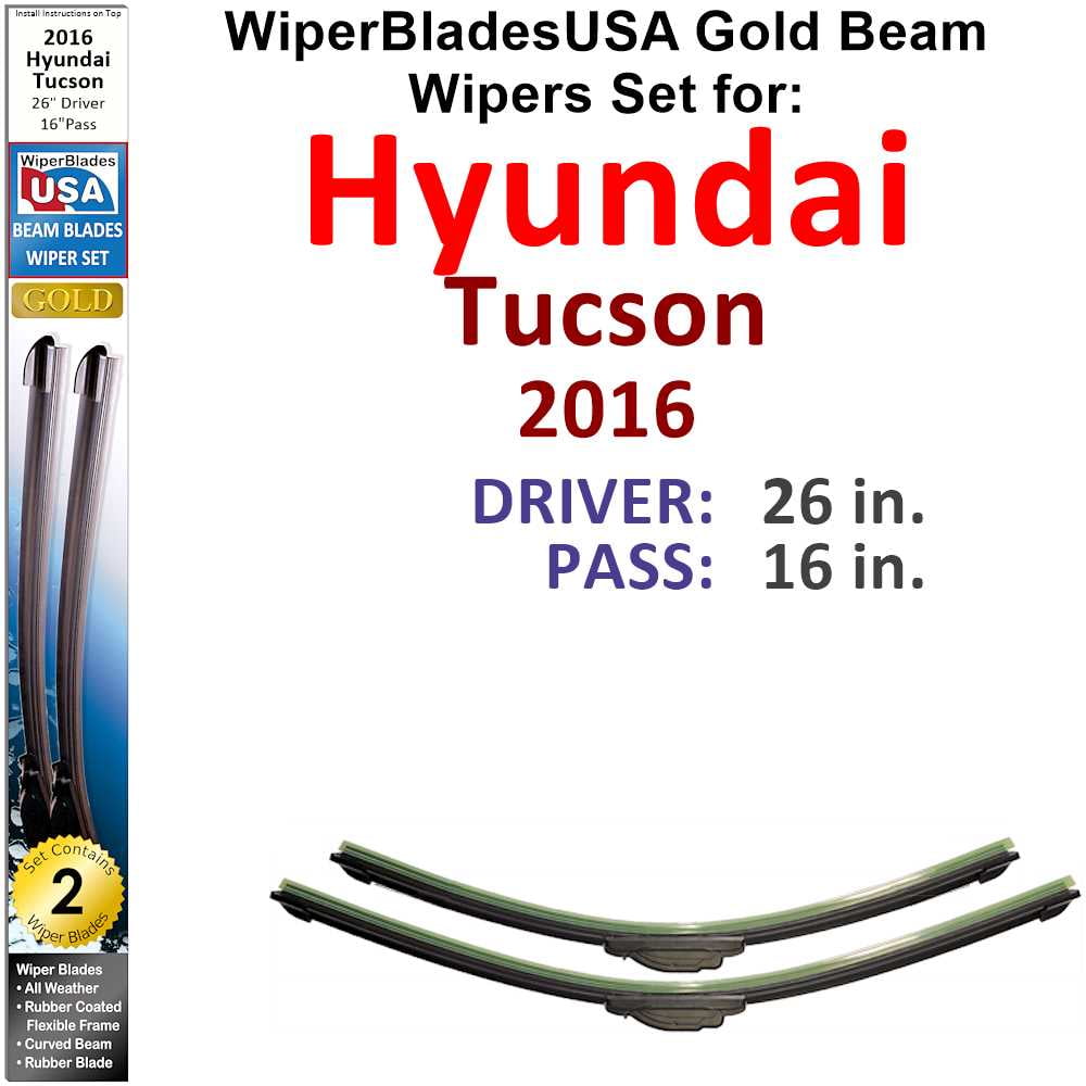 WiperBladesUSA 2016 Hyundai Tucson Compatible Beam Wiper Blades ...