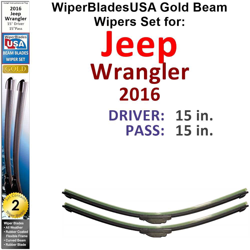 2016 Jeep Wrangler Beam Wiper Blades Wipers WBUSA (Set of 2) - Walmart.com