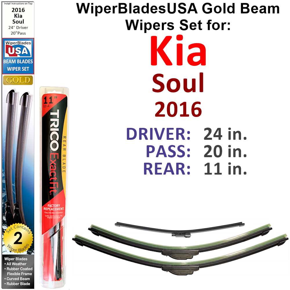 2016 Kia Soul Beam Wiper Blades Wipers WBUSA (Set of 3) w/Rear Wiper ...
