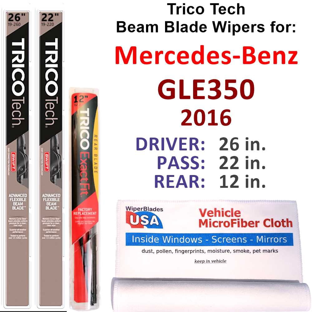 Wiper Blades USA 2016 Mercedes-Benz GLE350 Beam Blade Wipers Set of 3 ...