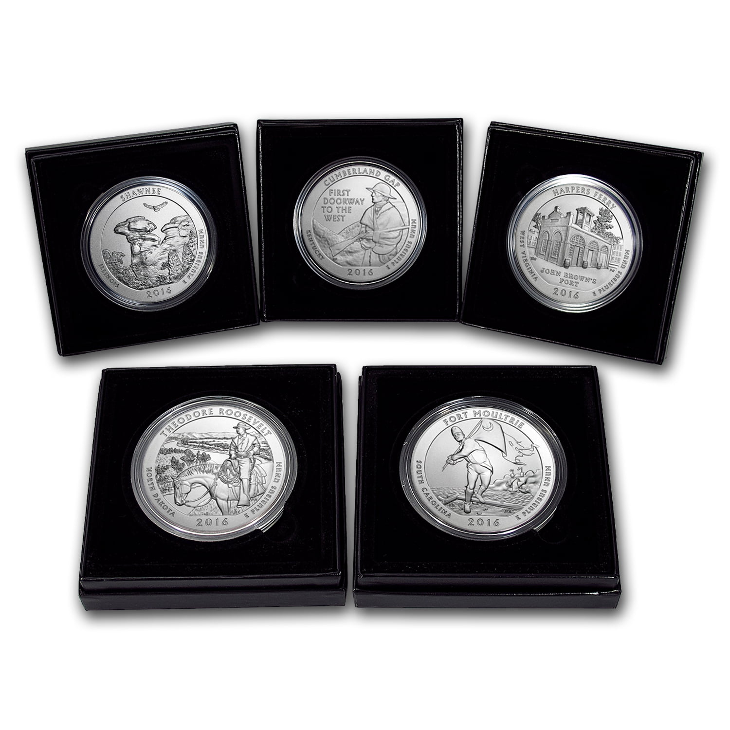 2016-P 5-Coin 5 oz Silver Burnished ATB Set (w/Box & COA) - Walmart.com