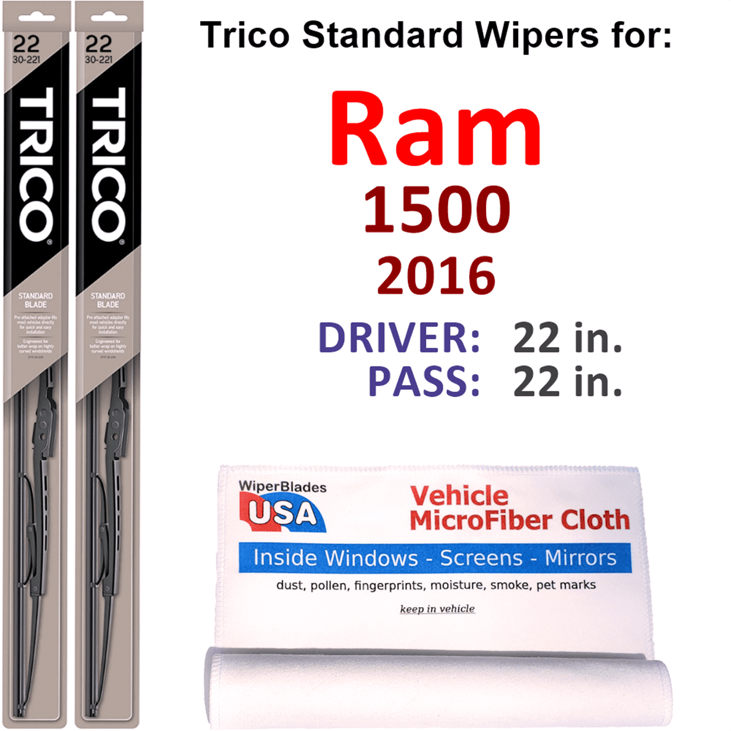 2016 Ram 1500 Wiper Blades (Set of 2) - Walmart.com