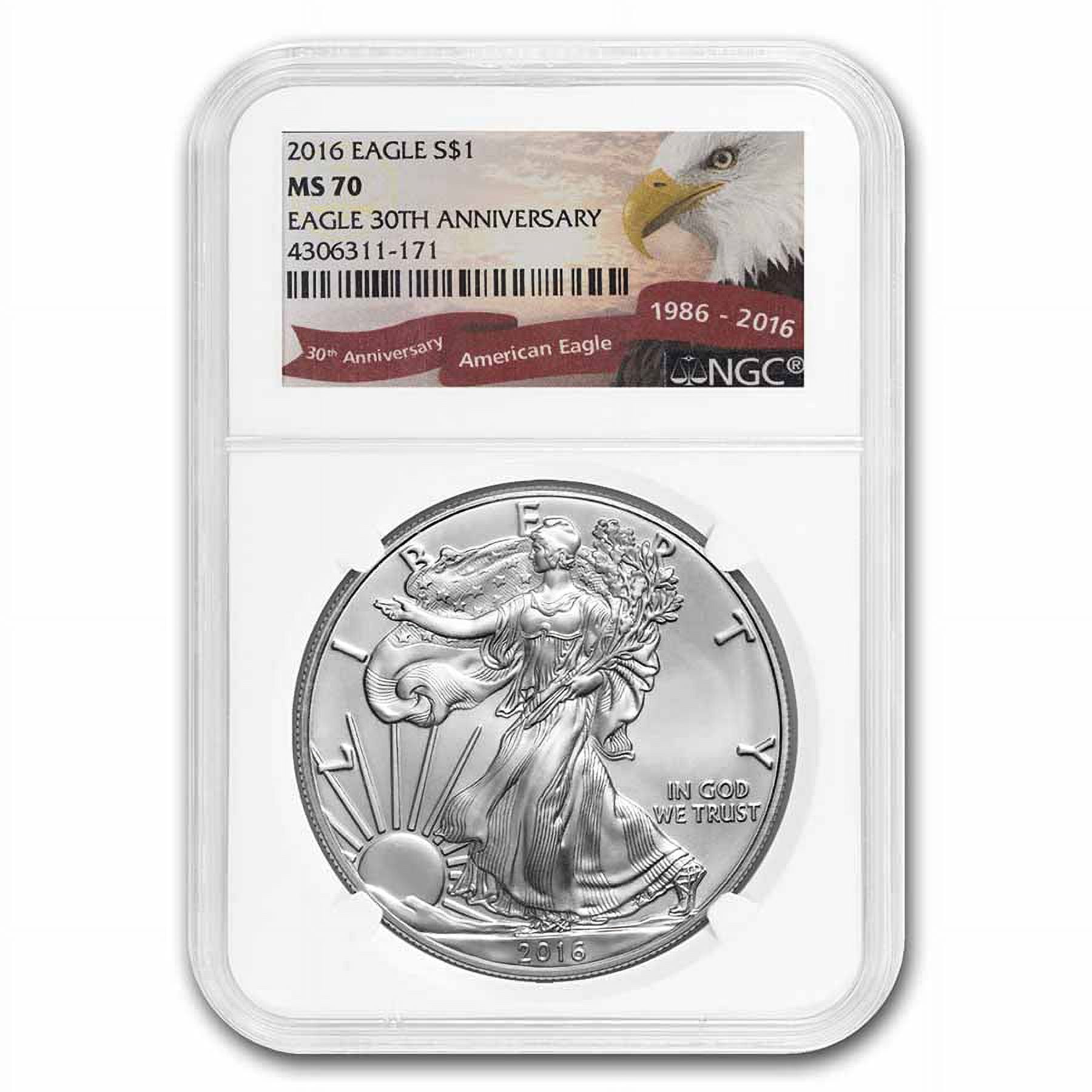 2016 Silver Eagle MS-70 NGC (30th Anniversary Eagle Label) - Walmart.com