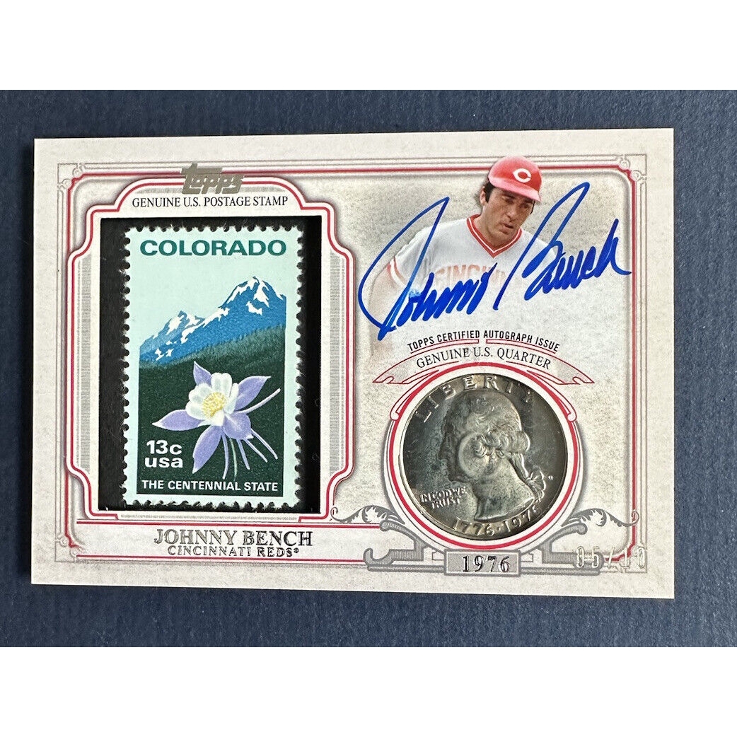 2016 Topps 1976 World Series Mvp Coin Stamp Card Johnny Bench Auto 5/10 ...