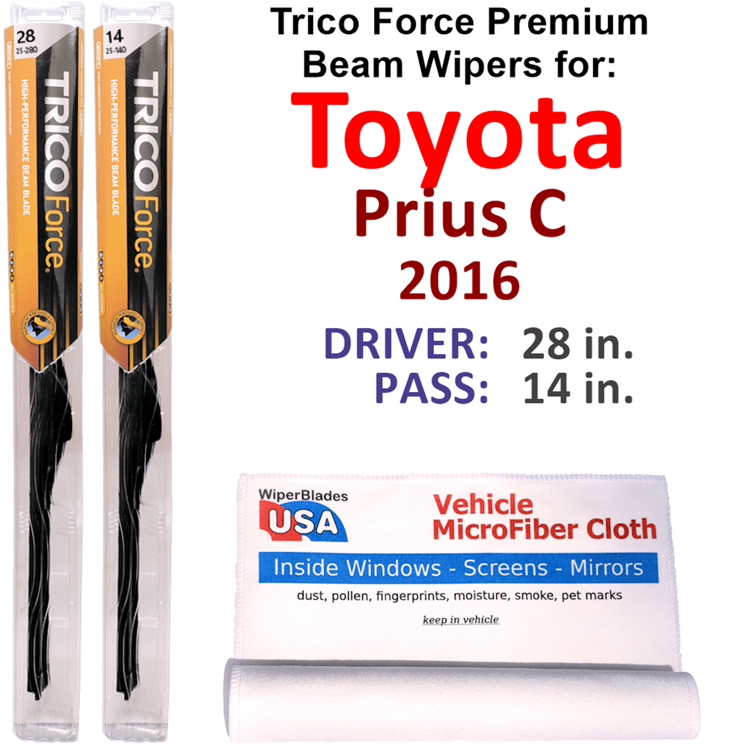 2016 Toyota Prius C Performance Beam Wipers (Set of 2) - Walmart.com