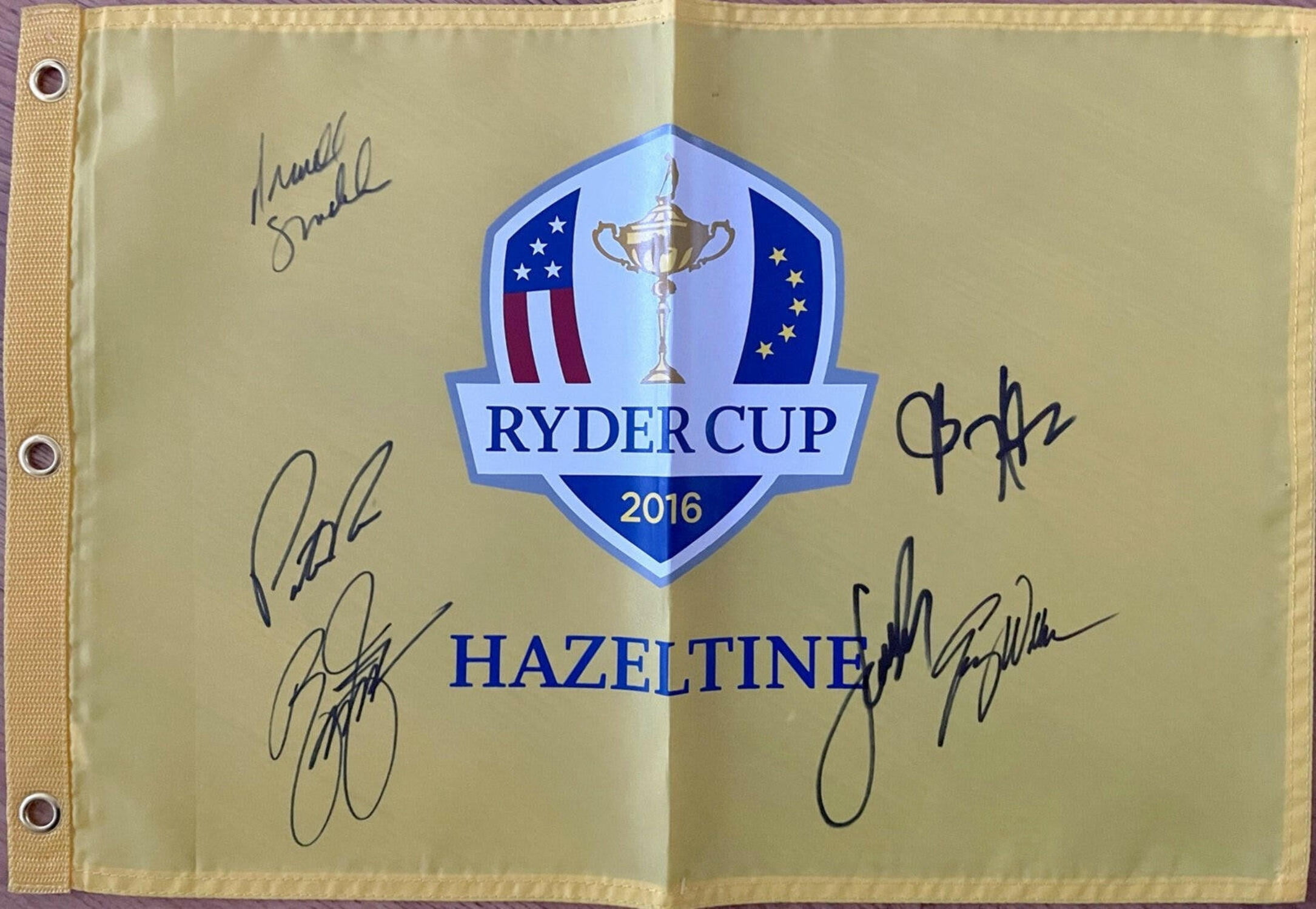 2016 US Ryder Cup Team autographed golf pin flag Rickie Fowler Patrick ...