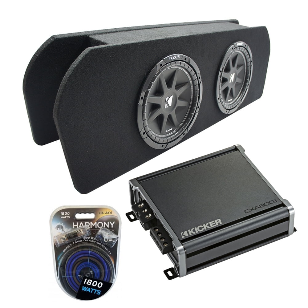 2015-2023 Ford Mustang Coupe Kicker Comp C10 Dual 10" Custom Sub Box CXA8001 Amp - Walmart.com