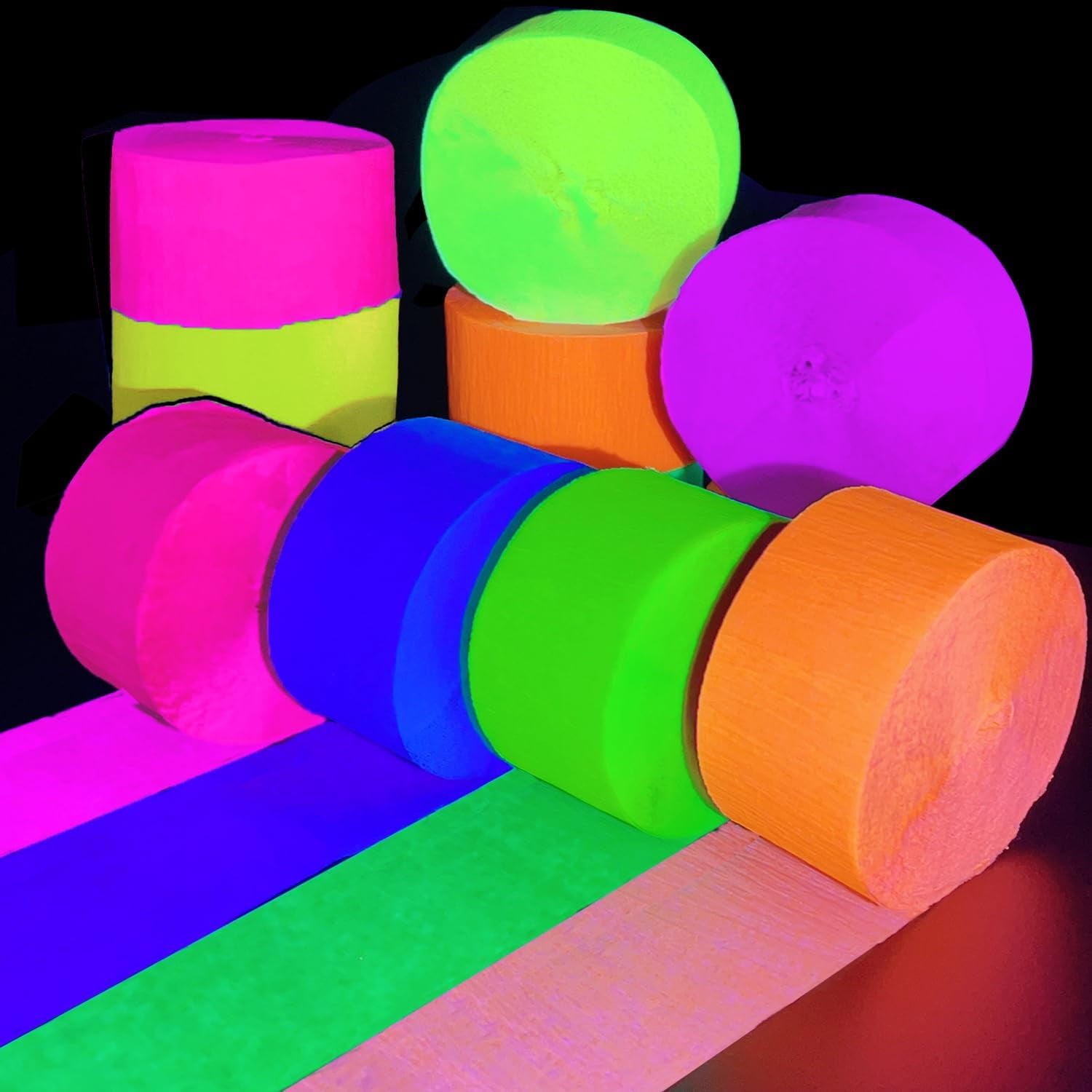 2016 feet Glow Party Neon Streamer Decorations Glow Crepe Paper ...