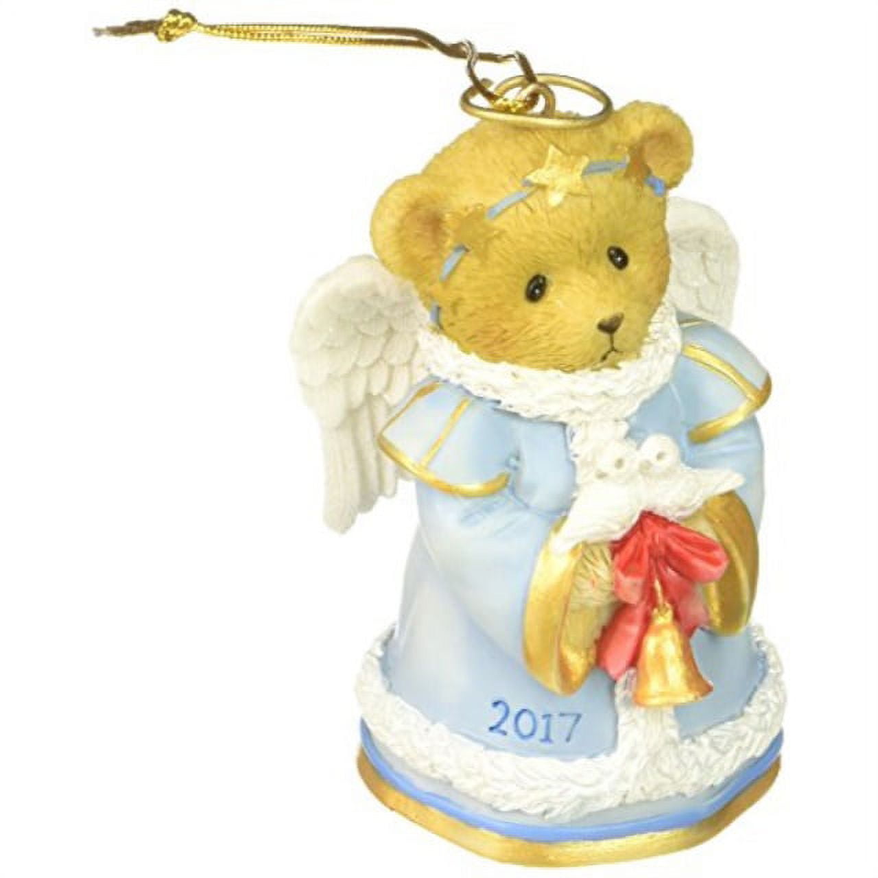 2017 Cherished Teddies Angel Bear Holding Bell Christmas Tree Ornament ...