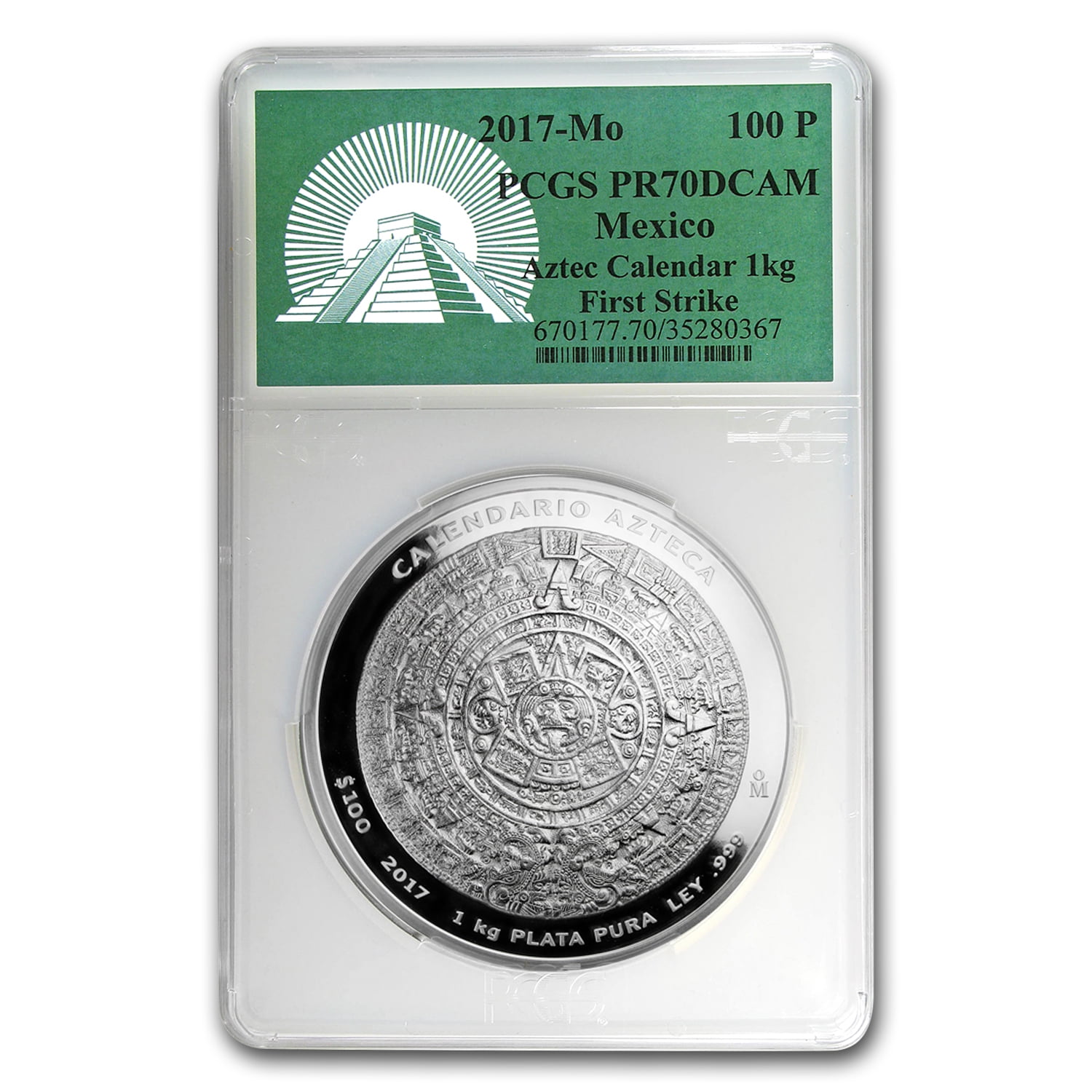 2017 Mexico 1 kilo Silver Aztec Calendar PR-70 PCGS FirstStrike ...